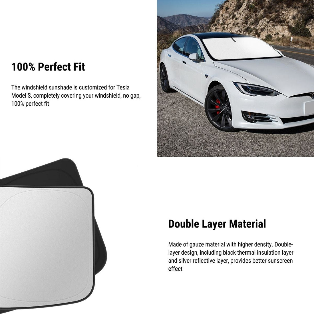 Tesla Model S Windshield Sunshade | Custom Fit UV & Heat Blocker - Tesery