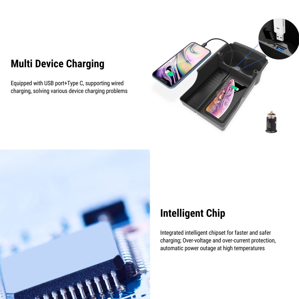 Wireless Phone Charger Center Organizer for Tesla Model S/X