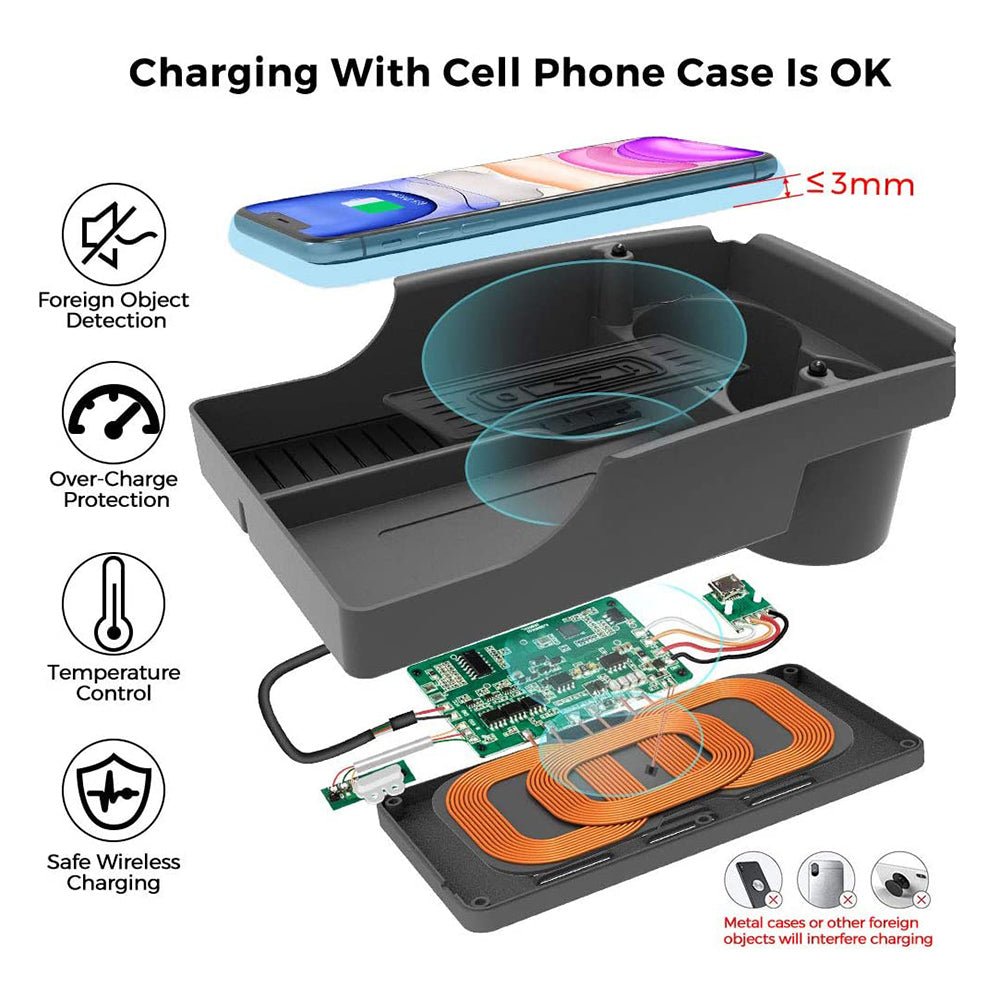 Wireless Phone Charger Center Organizer for Tesla Model S/X